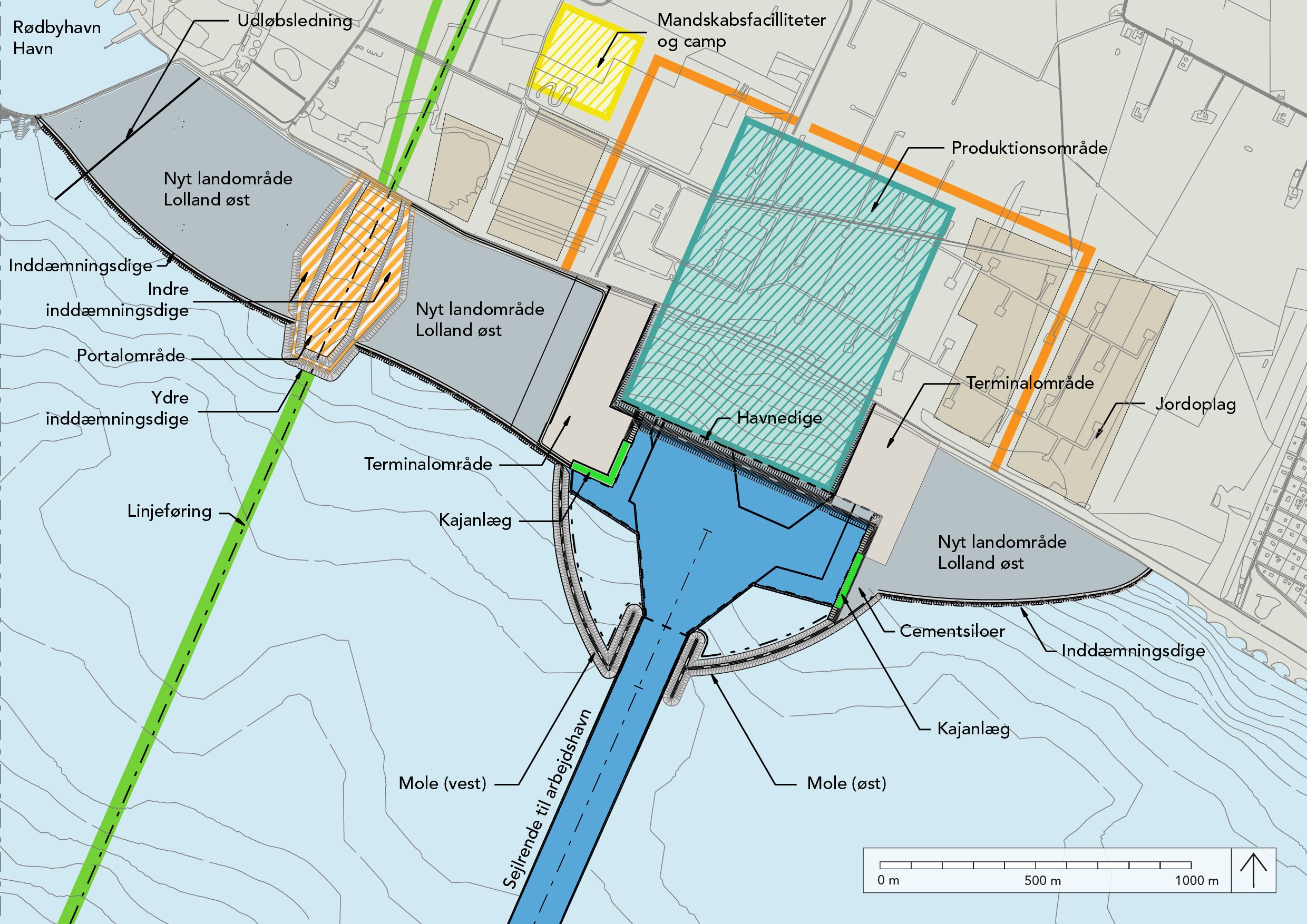 Projektændringer til Femern Bælt forbindelsen (anlægsstøj, arbejdshavn og tidsperiode)